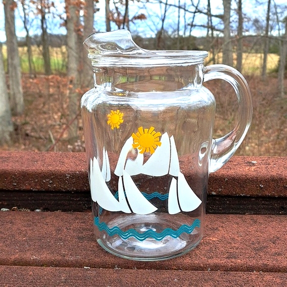Dining | Vintage Sailboat Glass Pitcher | Poshmark